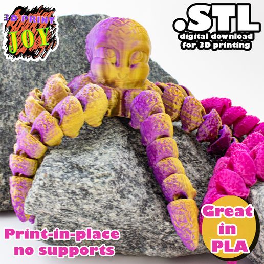 🤏 Flexi small octopus STL print in place・Free STL File for 3D printing ...