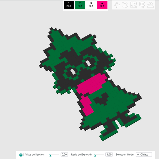 🎨 Deltarune's Ralsei 4 color individual pixel model・ 3D File for 3D ...