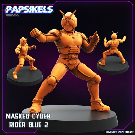 3D file MASKED CYBER RIDER BLUE 👾 ・3D print design to download・Cults