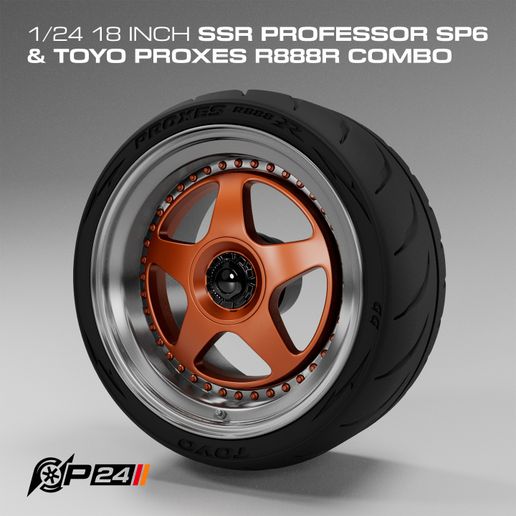 🛞 1/24 18-inch SSR Professor SP6 & Toyo Proxes R888R Combo・ STL File ...