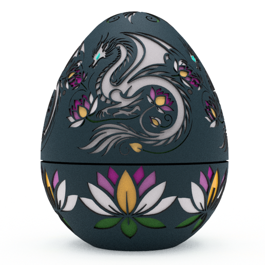 🪷 Enchanted Lotus Dragon Egg Embossed & Debossed 3MF & STL・ STL File ...