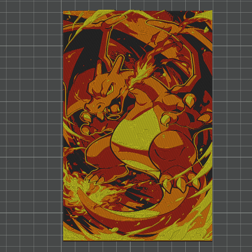 🎨 Charizard Frame/Painting/Picture/Cuadro with Relief 4 Colors 3MF for ...