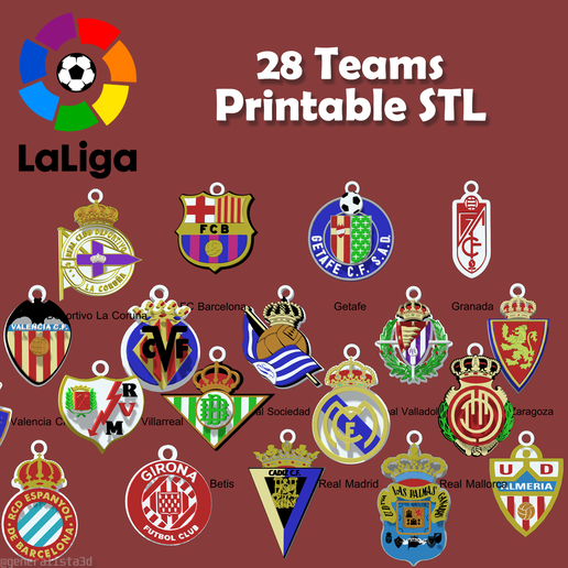 🇪🇸 Spain League La Liga all teams・ 3D File for 3D printing and CNC ...