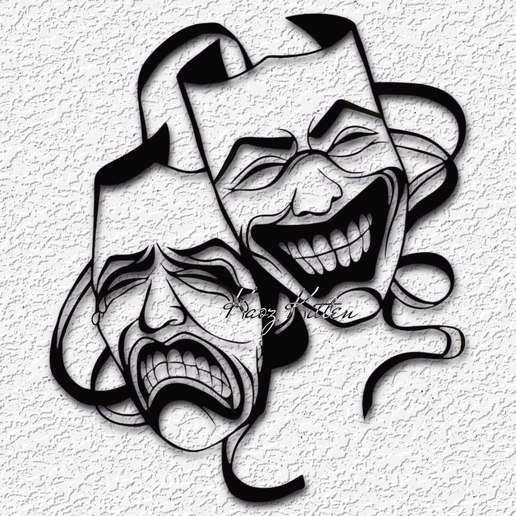 🎭 THEATER CLOWN MASKS TRAGEDY AND COMEDY WALL ART HOME DECOR・ STL File ...