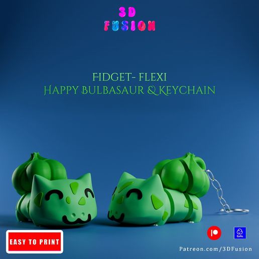 arquivo STL Bulbasaur Feliz 🍃 : Mini Pokémon MultiColorido Articulado ...
