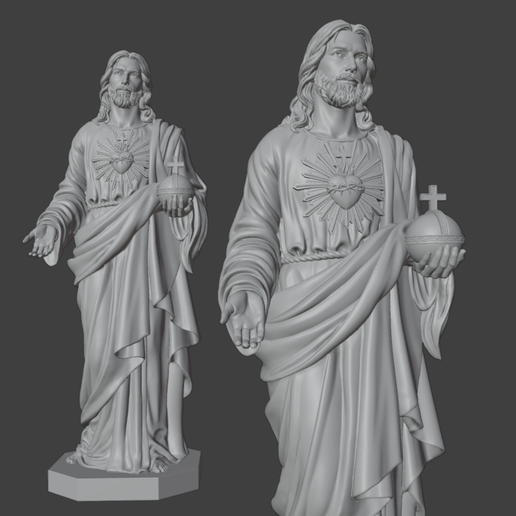 STL file Jesus with a Sacred Heart Statue ️ ・3D print object to ...