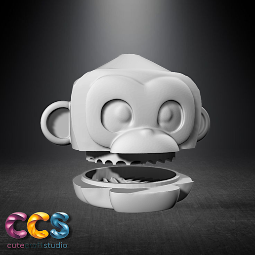 STL file chibi monkey grinder 🐒 (3MF)・Design to download and 3D print・Cults