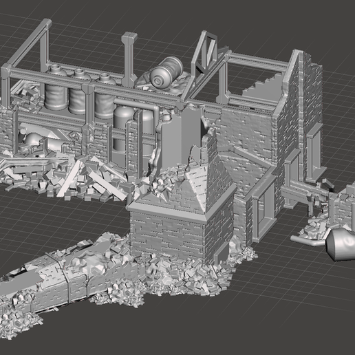 🧑‍🏭 15mm WW1/WW2 Factory ruins (sugar factory)・Free STL File for 3D ...