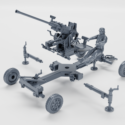 🔫 AA gun Bofors 40mm Flak 28 (Sweden+Germany, WW2)・ 3D File for 3D ...