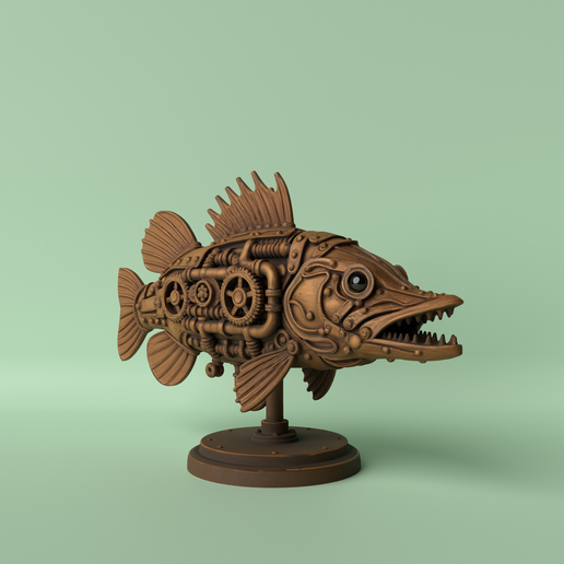 🐠 Iron Pike – Steampunk Pike Fish Sculpture・ STL File for 3D printing・Cults