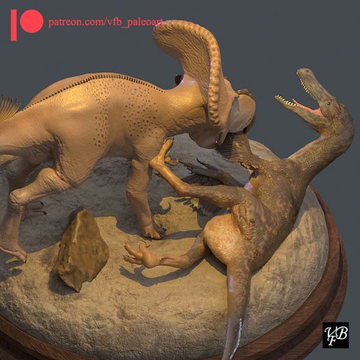 🦖 Protoceratops vs Velociraptor Diorama・ 3D File for ・Cults