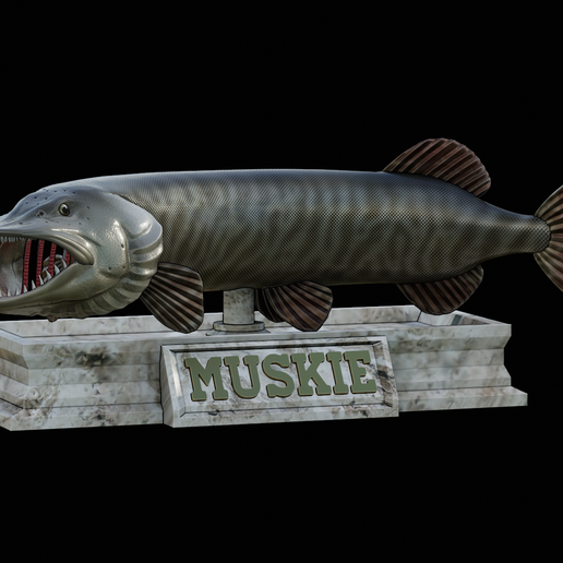 STL file fish pike muskellunge muskie / Esox masquinongy in motion open ...