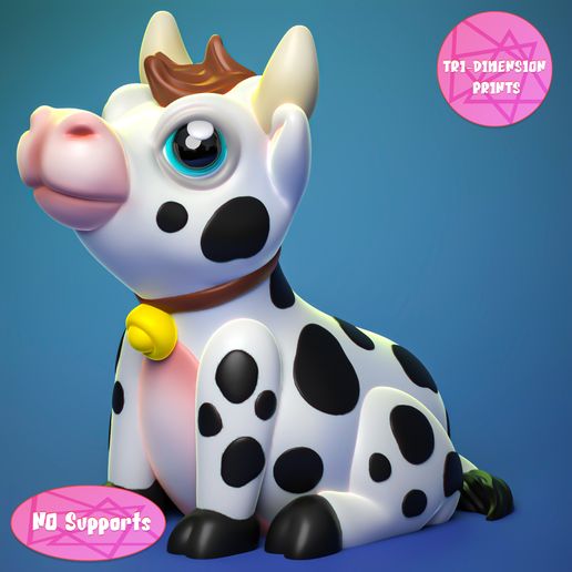 🐄 CUTE COW (No Supports)・ STL File for ・Cults