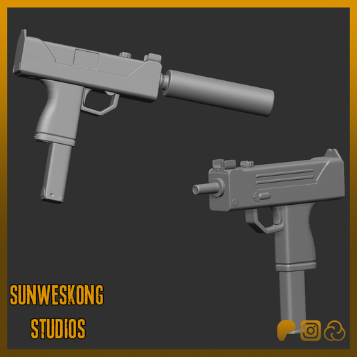 🔫 Mac 11 Submachine Gun For Action Figures Full Variant Pack・ STL File ...