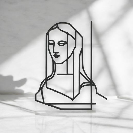 OBJ file Mona Lisa Line Art - Desktop Line Art 🎨 ・Design to download ...
