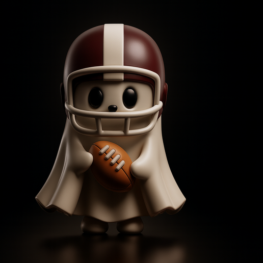 👻 Cute Ghost Football Player Figurine – Halloween Sports Mascot・ 3D ...