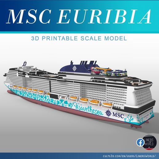 STL file MSC EURIBIA cruise ship print ready model 🚢 ・3D printing ...