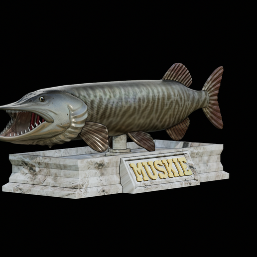 🐠 fish pike muskellunge muskie / Esox masquinongy open mouth statue ...