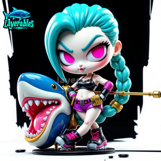 STL file Jinx (Arcane) Chibi 3D Figure - Mischievous Design for ...