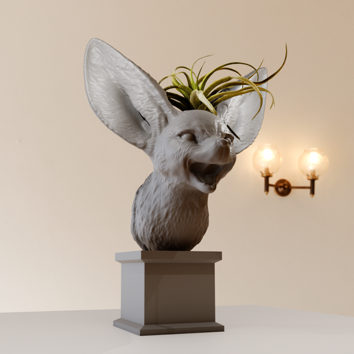 🦊 Fennec fox head bust screaming pot flower vase stl・ STL File for 3D ...