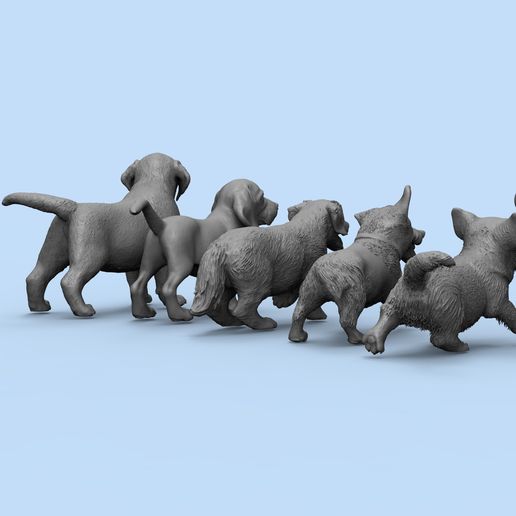 🐕 5 Realistic Dogs Puppies Miniatures 3D print model・ STL File for 3D ...
