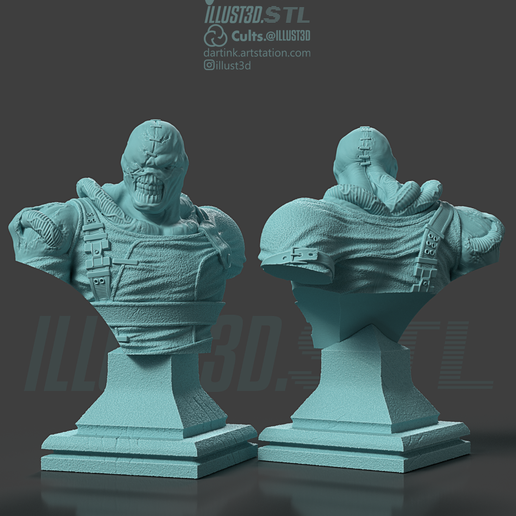👤 Nemesis RE3 Bust Fanart・ 3D File for 3D printing・Cults