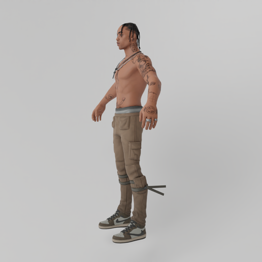 🇯🇴 Travis Scott Lowpoly Rigged・ OBJ File for ・Cults