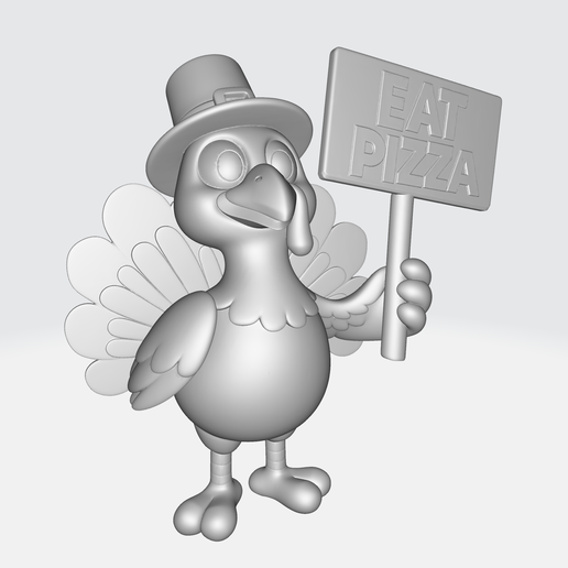 🦃 Funny Thanksgiving Turkey Holding Sign 3D Model – Cartoon Turkey ...