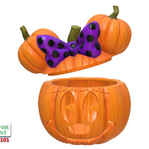 🎃 Halloween Pie-eyed Minnie Pumpkin Head Candy bowl 3D Printable Model ...