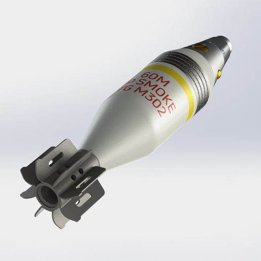 🚬 United States 60mm M302 WP Smoke Mortar Shell・ 3D File for 3D ...