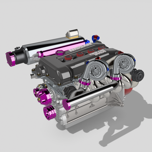 💶 SR20 Engine x4 combos ITB Turbo Twin Turbo・ STL File for 3D printing ...