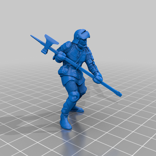 🫡 1-54 - Human Soldier - Halberd・Free STL File for ・Cults