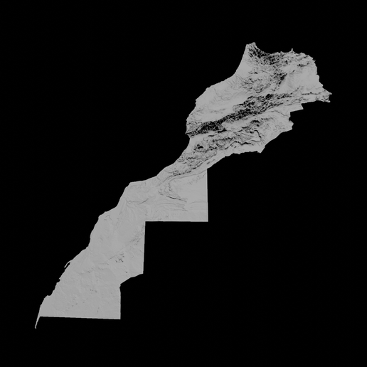 🗺️ Topographic Map of Morocco – 3D Terrain・ 3D File for 3D printing・Cults