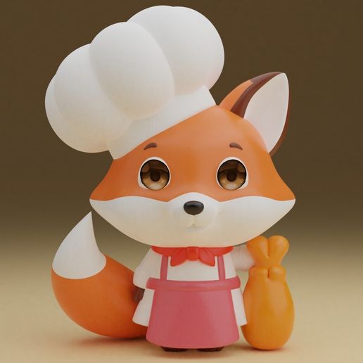 👩‍🍳 Chef fox figure・ STL File for 3D printing・Cults
