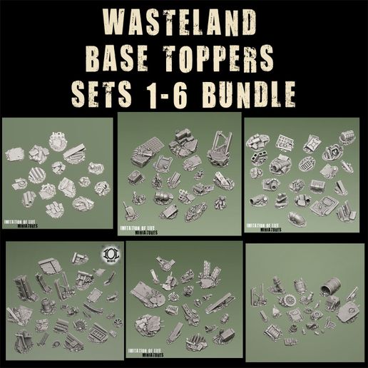 🎲 Wasteland Base Toppers Set 1-6 Bundle. Supportfree/ Presupported Base ...