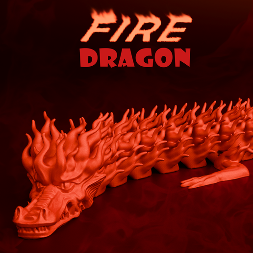 🐉 Flexi Flamy Dragon・ STL File for 3D printing・Cults