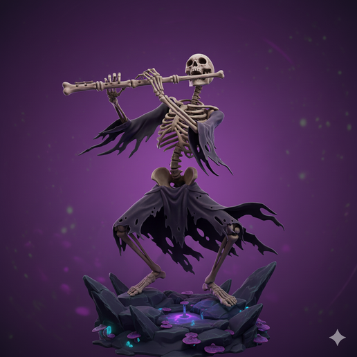 💀 Single STL Gothic Skeleton Flutist 3D Print - Macabre Bone Instrument ...