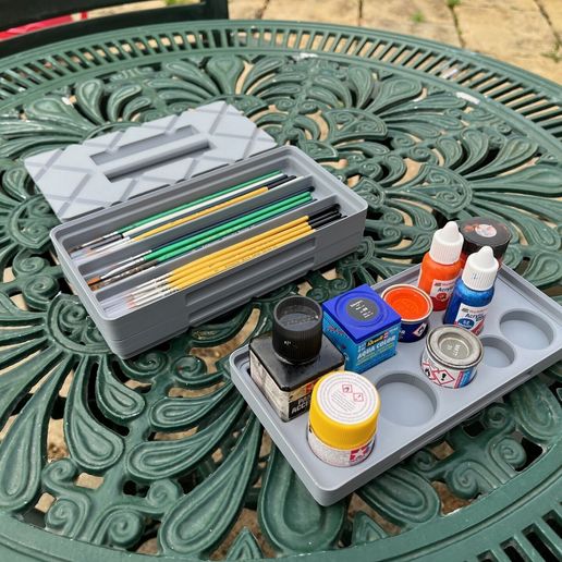 🎨 Paint Brush Holder and Mixing Tray・ STL File for 3D printing・Cults