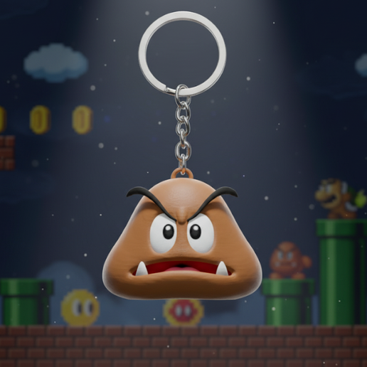 🗝️ Goomba Head Keychain - Super Mario Classic Enemy - Super Mario ...