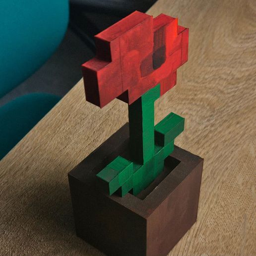 💐 Flor de amapola de Minecraft・Archivo STL Gratis para Impresión 3D・Cults