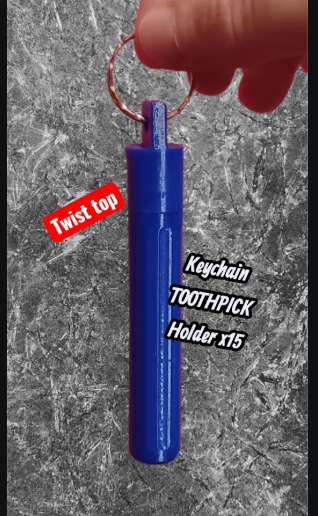 🪵 Toothpick Holder Keychain – STL Files – Twist Lock Cap – Travel ...