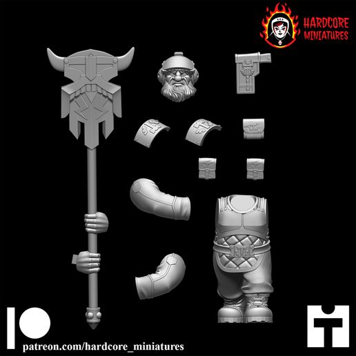 🛰 Space Dwarf Standard Bearer Modular Set 3・ 3D File for 3D printing・Cults