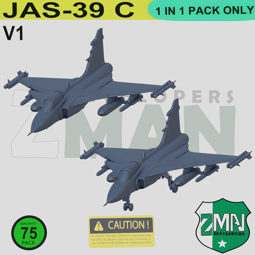 ️ JAS 39 C V1・ STL File for ・Cults