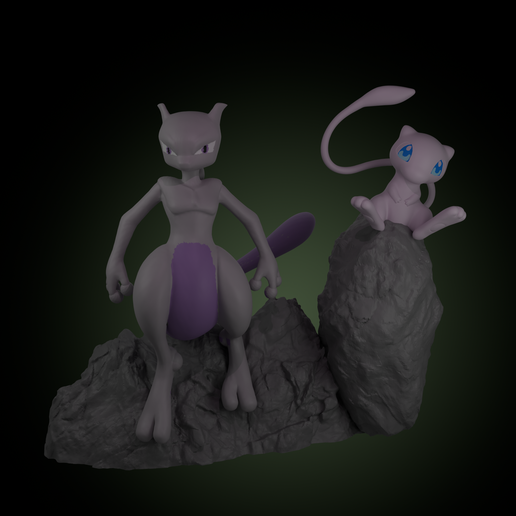 🎨 POKÉMON MEW-MEWTWO FIGURE・Free STL File for 3D printing・Cults