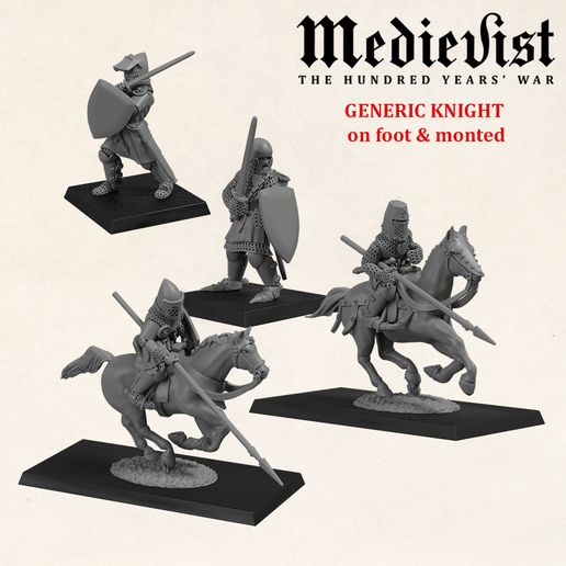 🦶 Unnamed Knight on foot and mounted, mid, 14th century・ 3D File for 3D ...