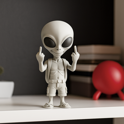 👽 Funny Alien Figure | Middle Finger Alien Statue | Rude Sci-Fi Decor ...