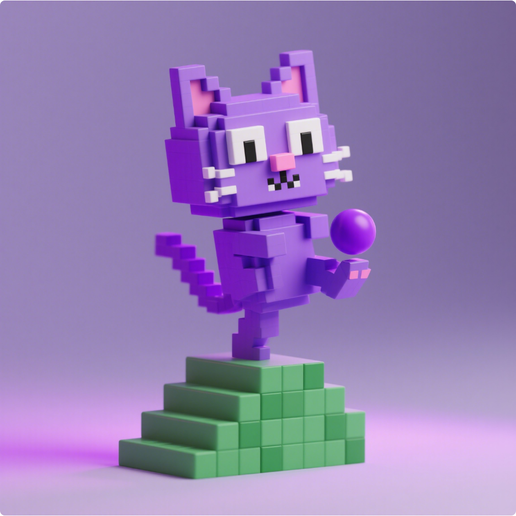 🐱 Pixel Cat・ STL File for 3D printing・Cults