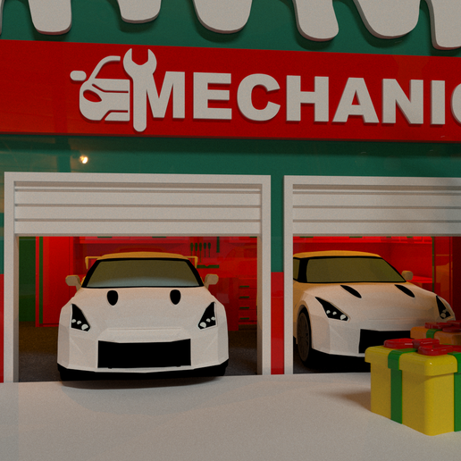 Archivo STL 2025 Holiday-Themed Mechanic Garage with Christmas ...