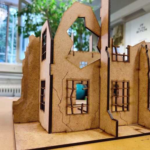 🏗️ Destroyed Ruin Building Scenery for Laser Cut・Free SVG File for 3D ...