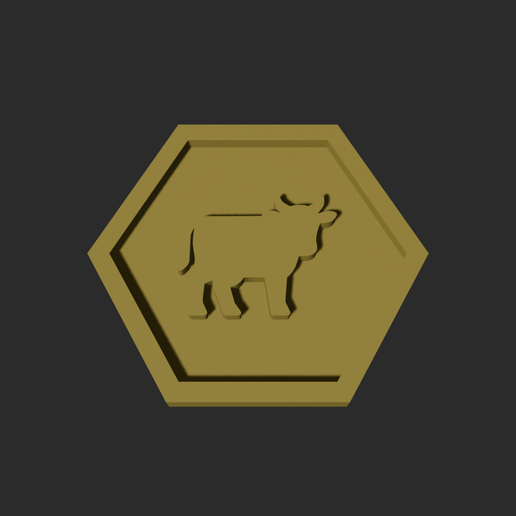 🐄 Cow Meeple Hexagon – 3D Printable Game Token・ 3D File for 3D printing ...